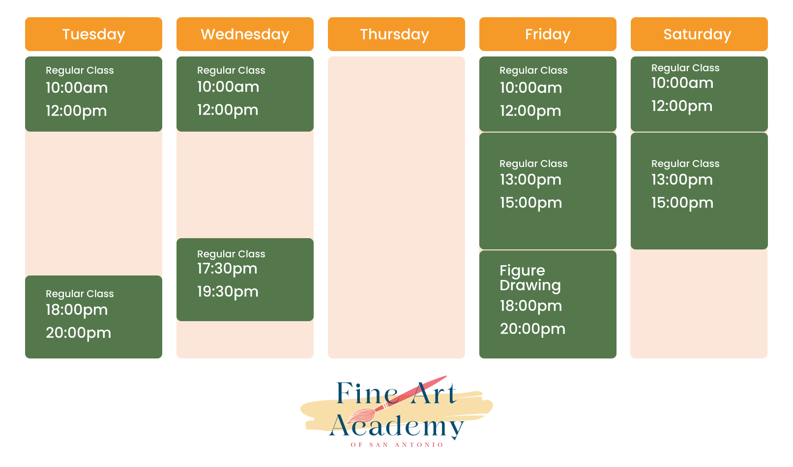 Class Schedule – Fine Art Academy